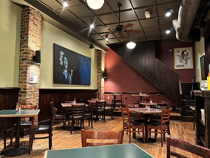 Exposed brick, wooden floors, and art that watches over diners like old friends&mdash;this space feels both timeless and perfectly Richmond.