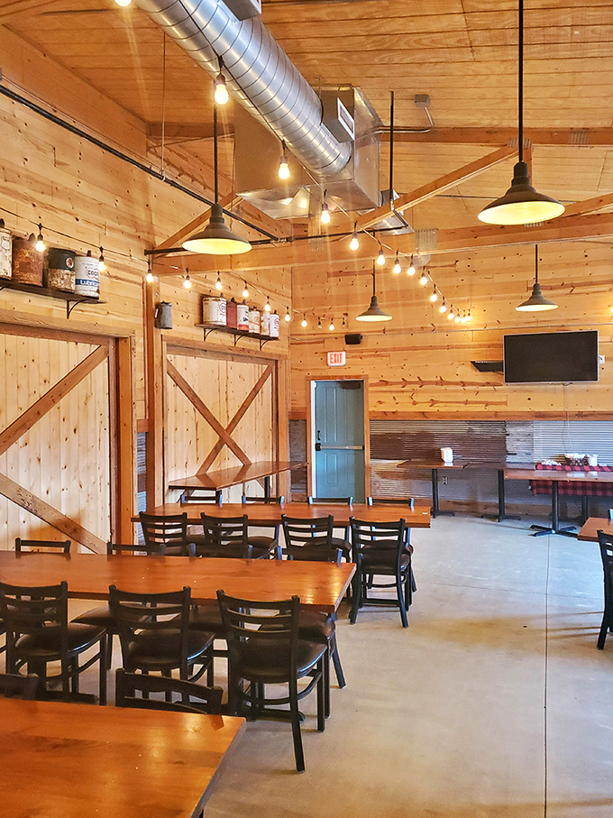 Pine walls and pendant lights create the perfect backdrop for food that doesn't need fancy surroundings to shine. Honest eating at its finest.