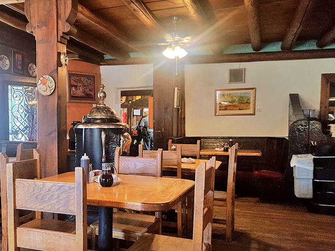 Wooden beams, sturdy tables, and the promise of comfort food&mdash;this dining area has witnessed countless "mmms" and "aahs" over the years.