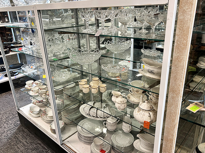 Grandma's china cabinet comes to life in this display case &ndash; complete with serving pieces you didn't know you needed.