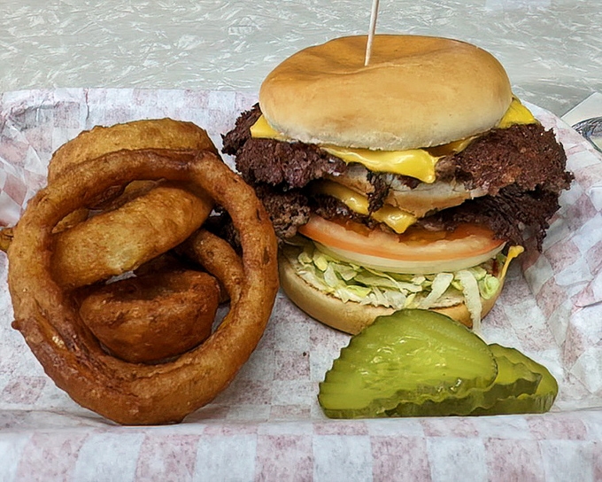 This double cheeseburger with its crispy-laced edges is the stuff of Midwestern dreams. The pickle provides the perfect tangy counterpoint.