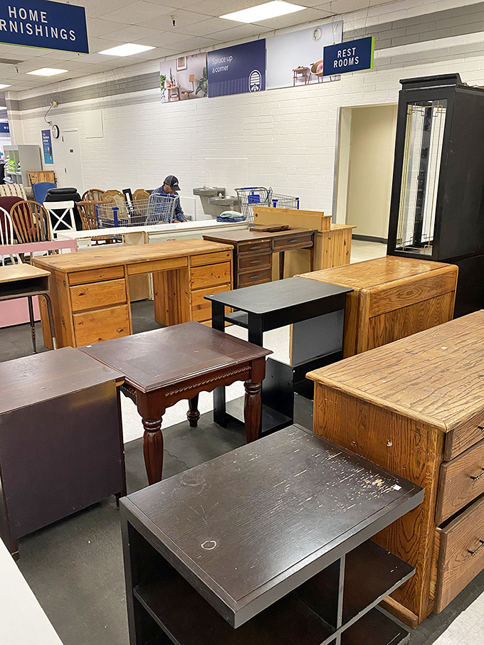 Wooden wonderland of desks and dressers&mdash;solid craftsmanship at prices that would make your wallet do a happy dance.