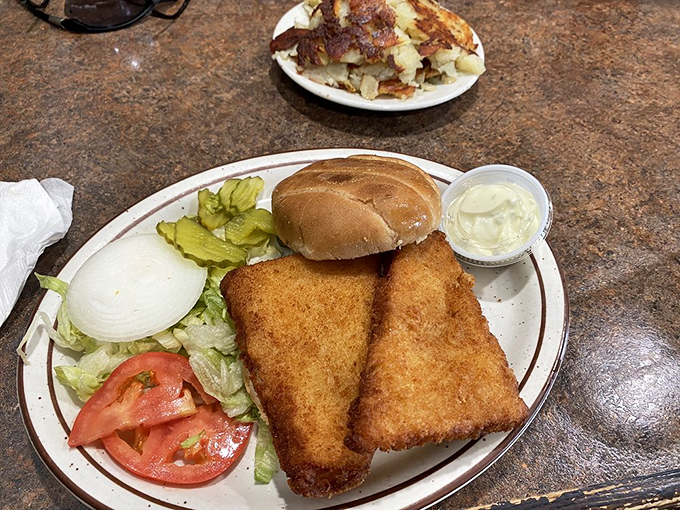 Even their lunch offerings shine, with this golden fish sandwich proving they master every meal. 