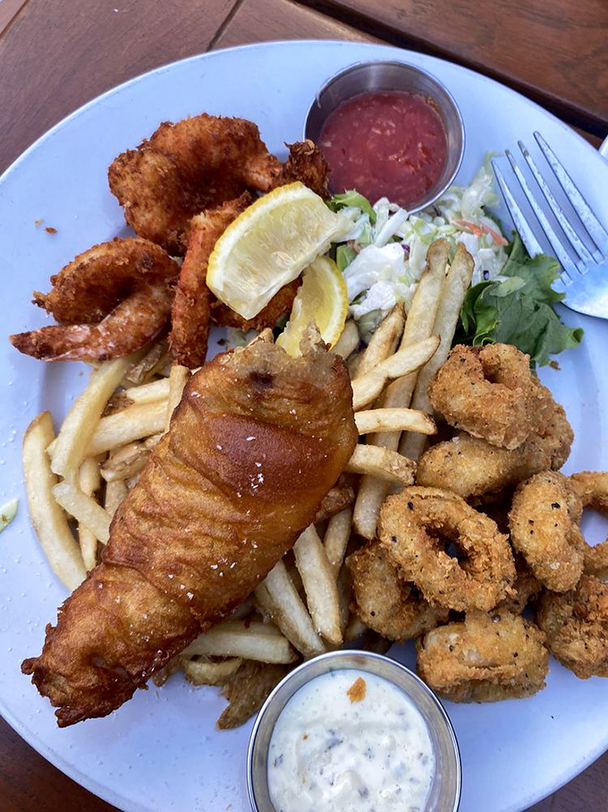 The Fisherman's Platter delivers fried seafood nirvana—where calories don't count because you're technically on vacation at Pier 39.