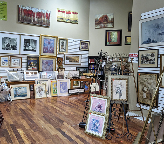 Wall art galore! Because blank walls are just sad canvases waiting for secondhand inspiration.