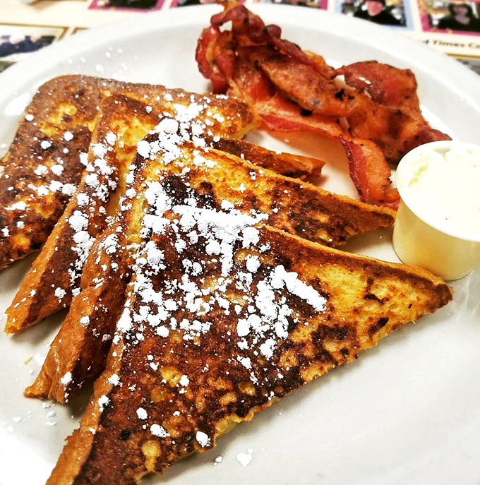 French toast that's actually been properly introduced to both the bread and the griddle &ndash; powdered sugar is just the final love letter.