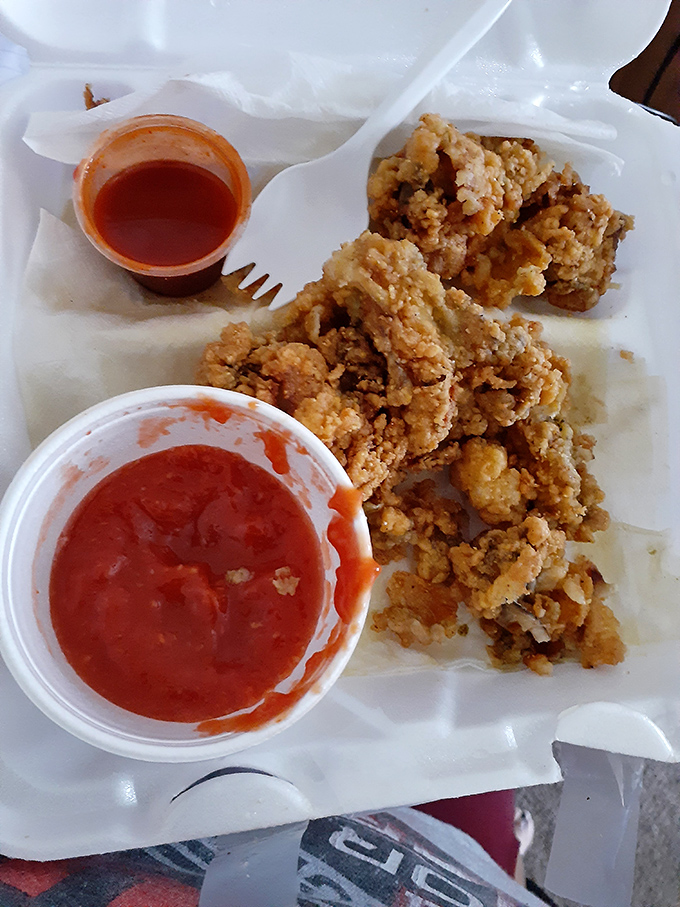 Tilapia and fried mushrooms creating the kind of plate that makes you forget about whatever was bothering you.