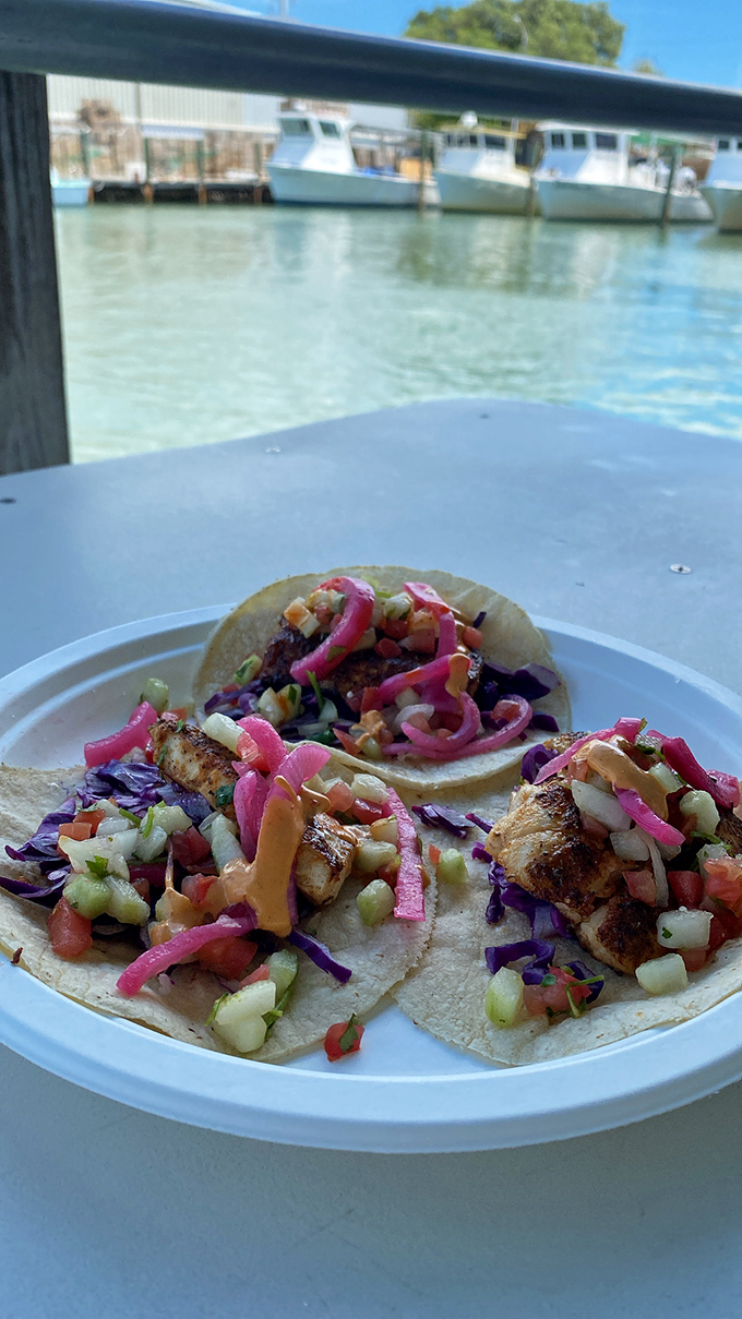 Fish tacos with a view that makes everything taste better. Though honestly, these would be spectacular even in a windowless basement.