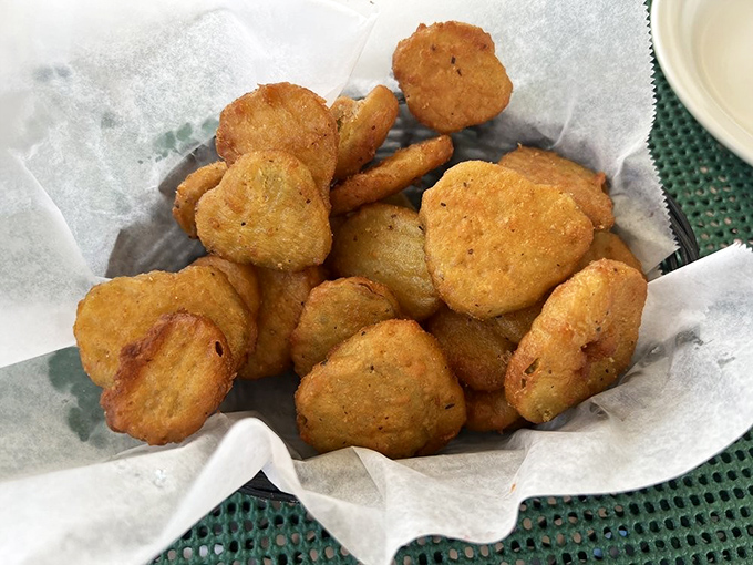 Fried pickles: the South's contribution to the perfect bar snack. Golden, crispy bites that make you wonder why anyone would eat a pickle any other way.