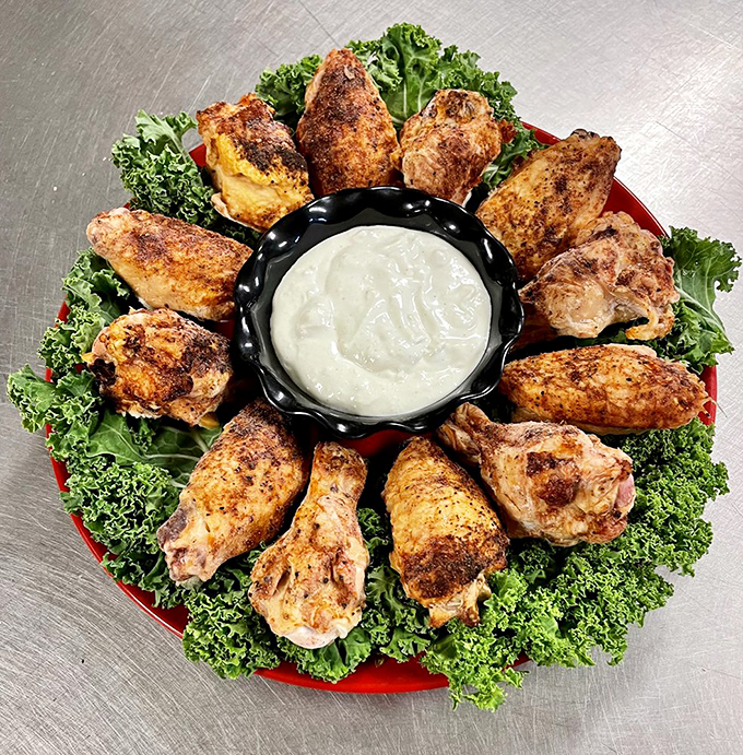 These golden-fried chicken wings, arranged in a perfect circle, are the poultry equivalent of Stonehenge&mdash;mysterious, magnificent, and worth the journey.