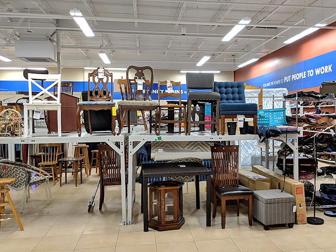 Furniture pieces waiting patiently for their second act in someone's living room, dining room, or that weird corner space.