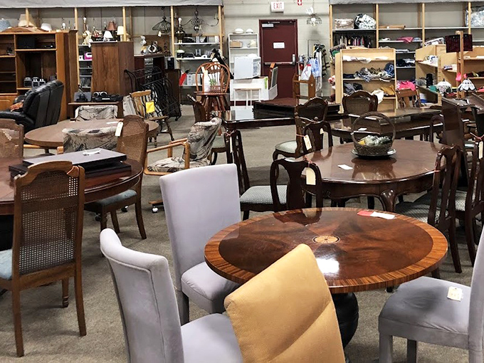 Furniture that tells stories sits patiently waiting for new homes&mdash;that dining set has probably hosted more interesting conversations than most talk shows.