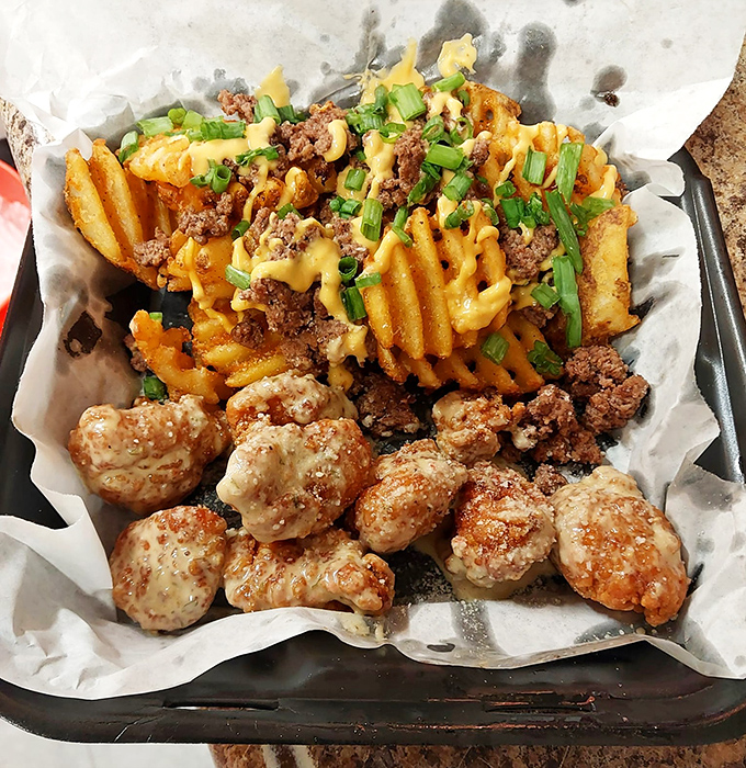 Waffle fries and wings that make you wonder why you'd ever need fancy cuisine. Simple pleasures, expertly executed.