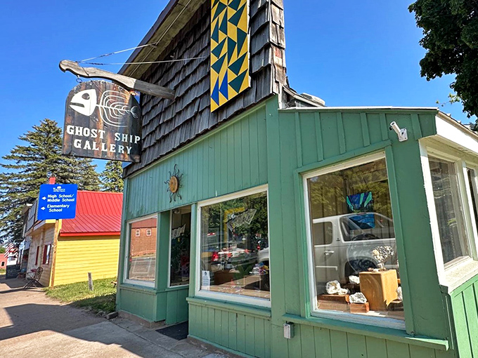 Ghost Ship Gallery brings a splash of color to Washburn's streetscape, proving that artistic spirit thrives in this Lake Superior community.