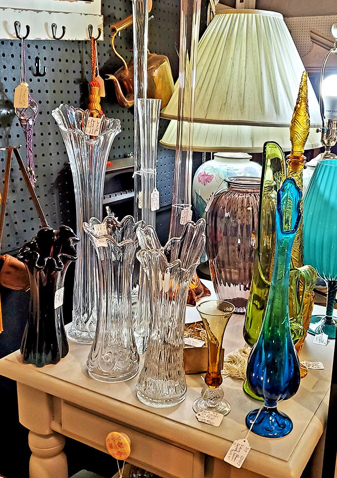 Crystal and colored glass catch the light like liquid jewels &ndash; each piece waiting for its starring role at your next dinner party.