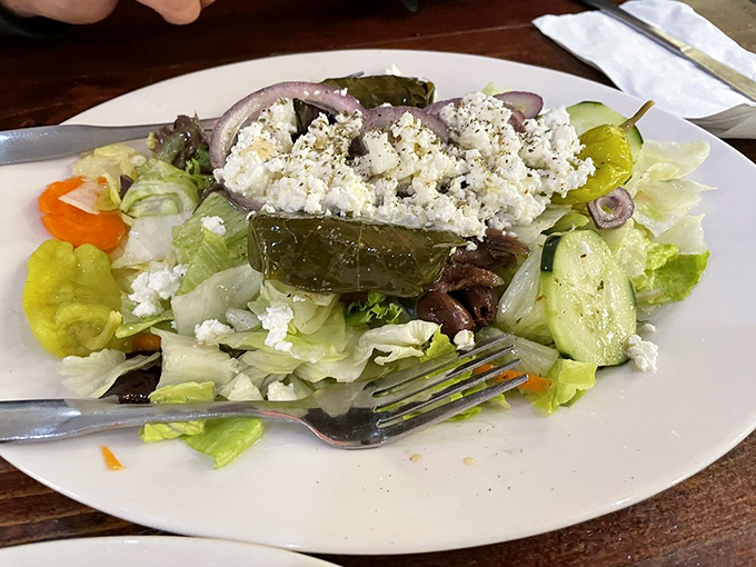 A Greek salad that brings Mediterranean sunshine to Connecticut&mdash;those olives and feta cheese are practically speaking with an accent.