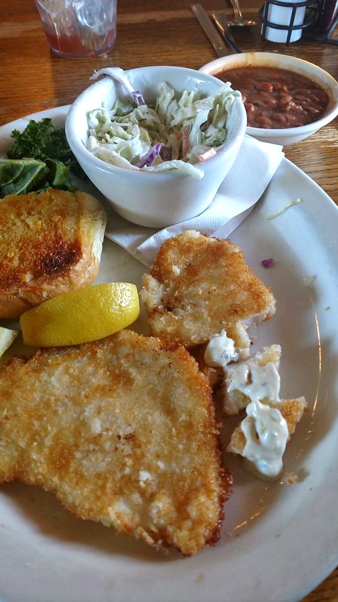 Golden fried calamari steak that proves the ocean and the ranch can be very good friends indeed.