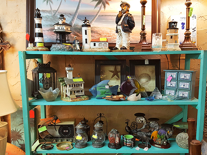 Coastal décor that captures Florida's maritime soul – lighthouses standing sentinel over memories of beaches past and future.