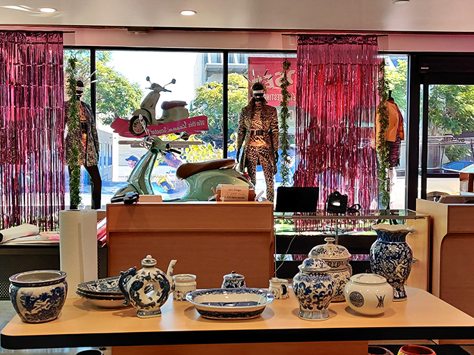 That vintage Vespa display isn't just decoration&mdash;it's a reminder that style and substance can coexist beautifully in unexpected places.