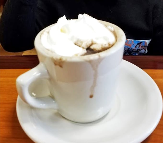 Hot chocolate that doesn't come from a packet, topped with real whipped cream&mdash;winter's most effective coping mechanism in a mug.