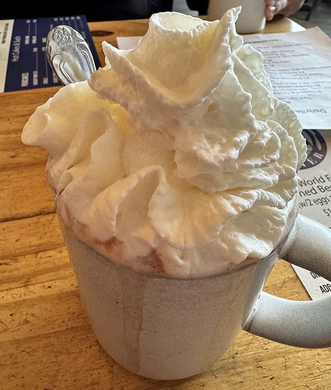 Hot chocolate that requires mountaineering equipment &ndash; whipped cream peaks so high they should come with their own weather system.