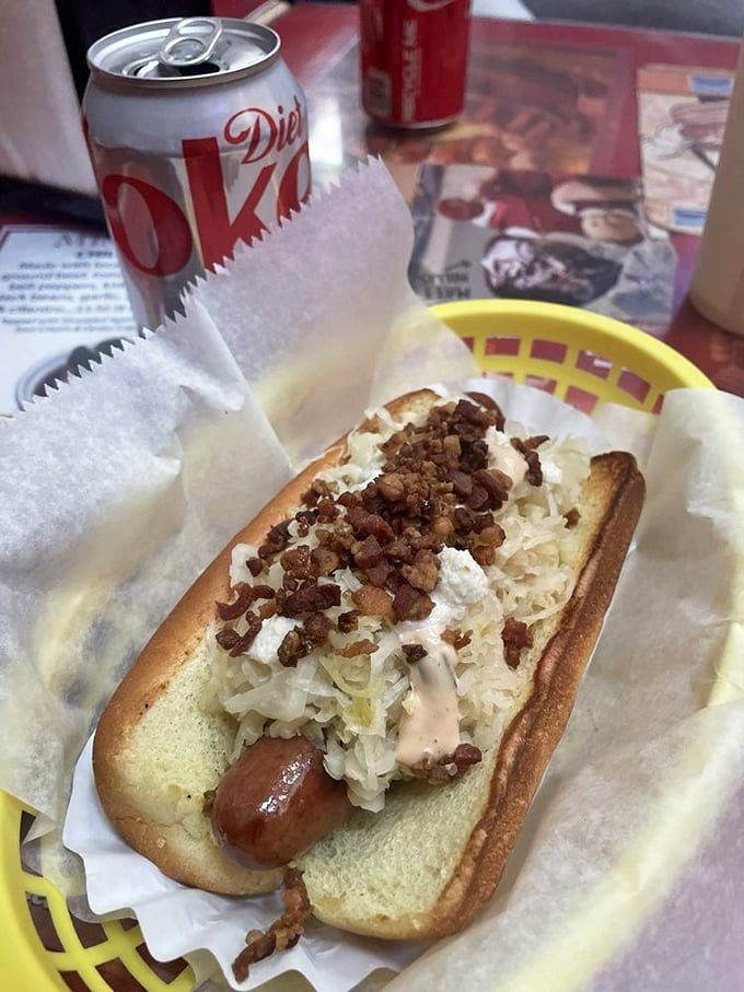 This isn't just a hot dog; it's edible architecture &ndash; layers of flavor carefully constructed to deliver maximum satisfaction with every bite.