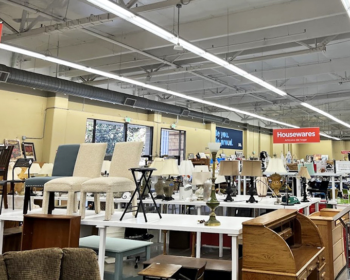 Furniture department that rivals any showroom, minus the hovering salespeople. That white table could be the blank canvas your dining room needs.