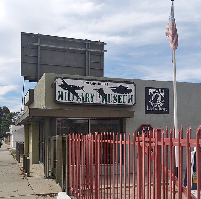 The Inland Empire Military Museum stands as a humble tribute to service members, its modest exterior belying the powerful stories within.