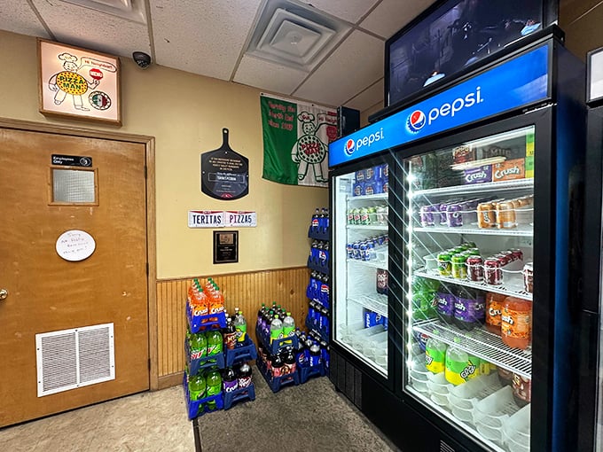 No Edison bulbs or reclaimed wood here&mdash;just honest pizza parlor aesthetics where function leads form and nostalgia comes complimentary with every order.