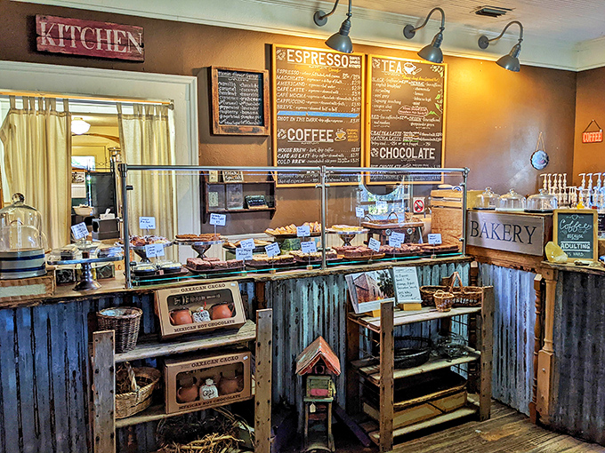 Rustic charm meets sweet functionality &ndash; where corrugated metal and wood create the perfect backdrop for pastry perfection.