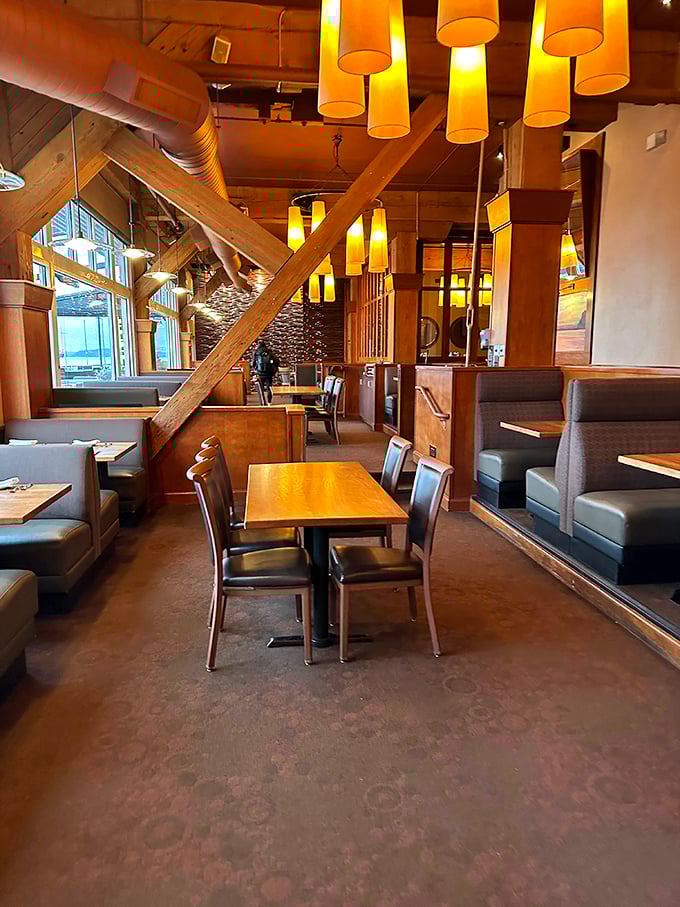 Elliott's interior architecture showcases exposed wooden beams that remind you you're dining in what was once a working pier.