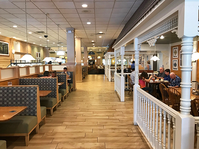Wide-open spaces and thoughtful design make dining here a pleasure rather than a puzzle. No bumping elbows with strangers at this Amish oasis.