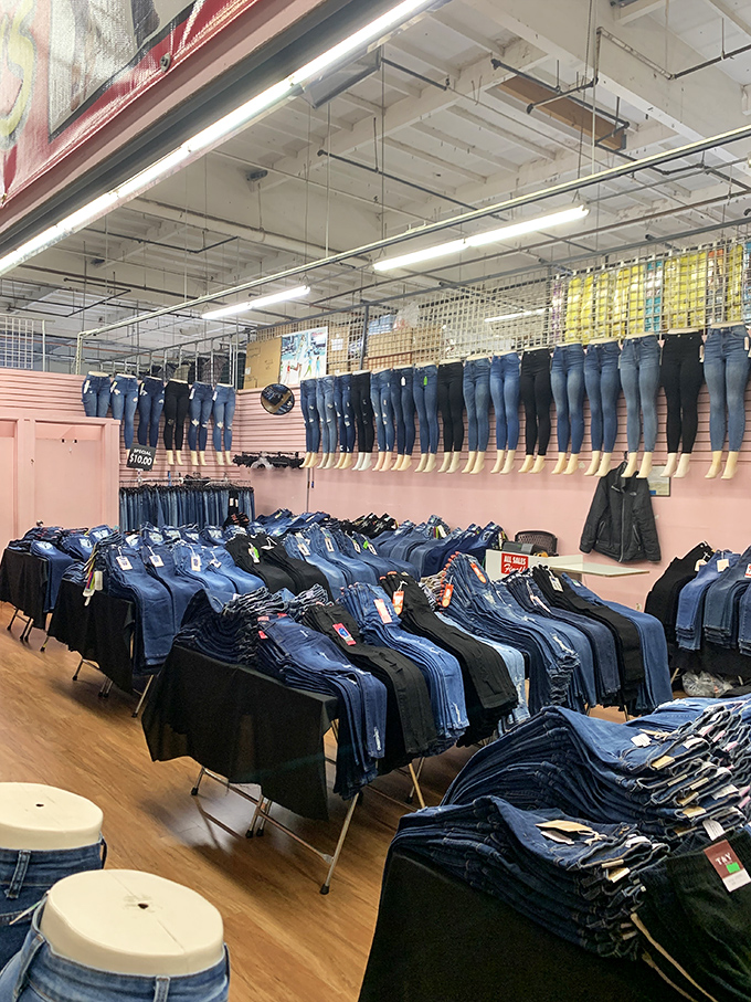 Jean heaven where denim dreams come true. Finding your perfect pair here is like striking blue gold in the California hills.