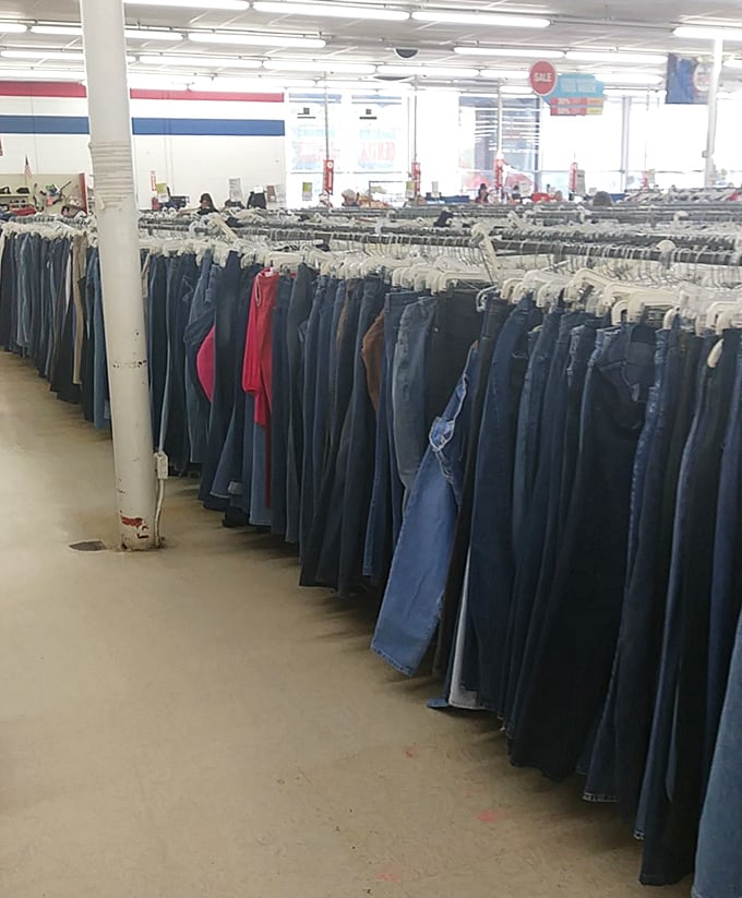 Denim for days! The jeans section is meticulously organized, making it easier to find that perfect pair of blues.