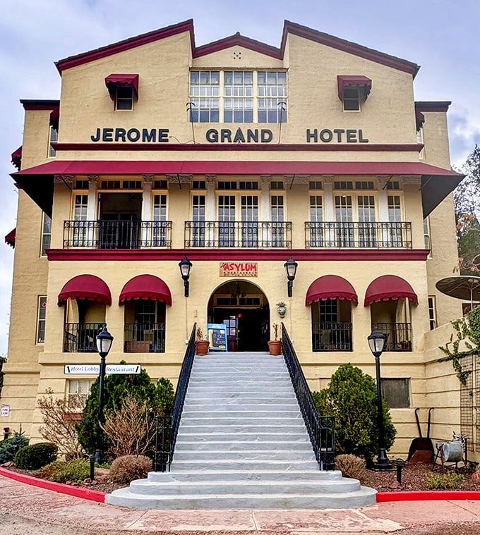 The Jerome Grand Hotel stands majestically at the town's summit, its Spanish Mission style and grand staircase hinting at stories both elegant and eerie.