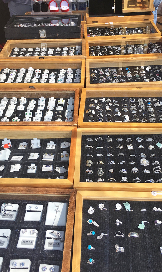 Treasure chests of silver and gold await. These jewelry displays hold potential anniversary gifts, birthday surprises, or just because you deserve it.