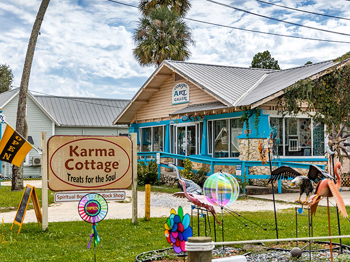 Karma Cottage embodies Crystal River's eclectic spirit—part spiritual oasis, part art gallery, and entirely what happens when retirement meets reinvention.