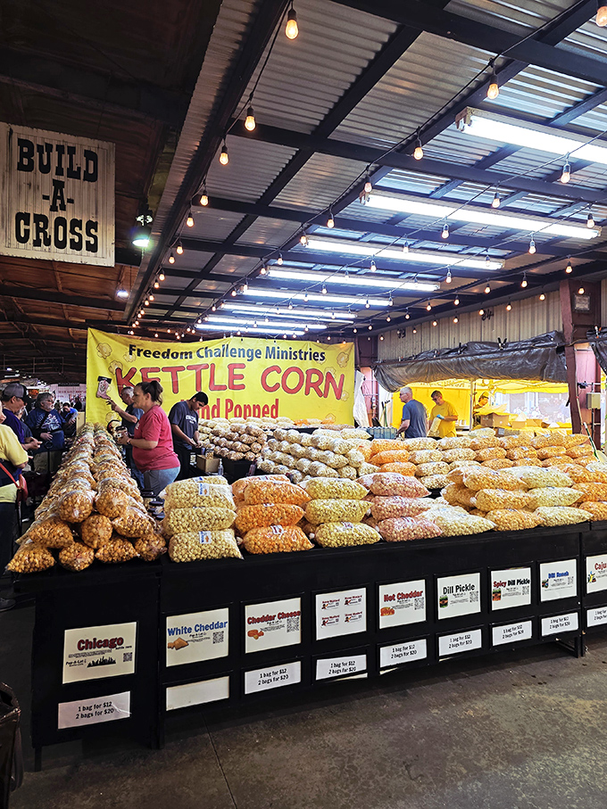 Mountains of kettle corn in flavors you didn't know existed. The sweet-salty aroma alone is worth the trip to Canton.