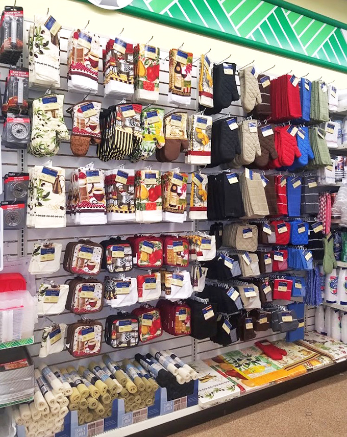 Kitchen textiles in patterns your grandmother would approve of, at prices she'd absolutely love.