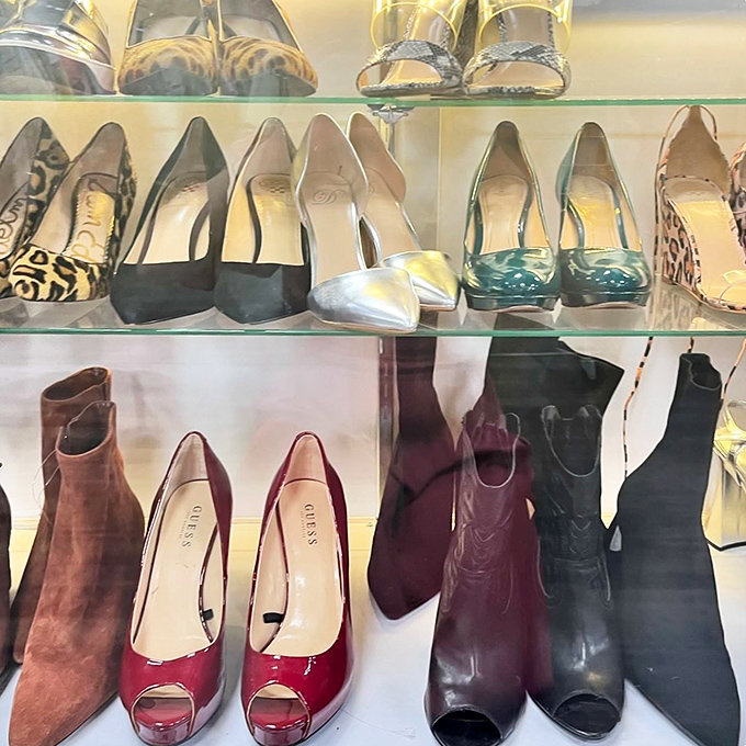 Shoe displays that would make Imelda Marcos feel right at home. From practical to party-ready, these soles are ready for their second dance.
