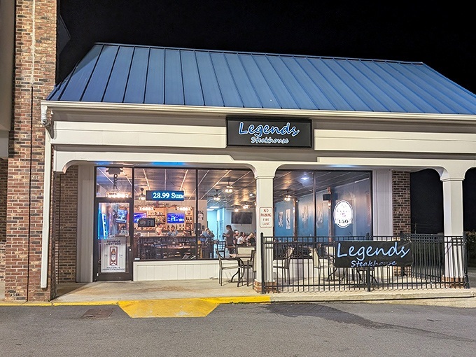 Legends Steakhouse glows with invitation after dark, promising the kind of meal that makes you forget to check your phone.