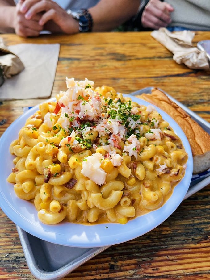 Lobster mac and cheese: where comfort food puts on its fancy pants. Creamy, decadent, and worth every single calorie.
