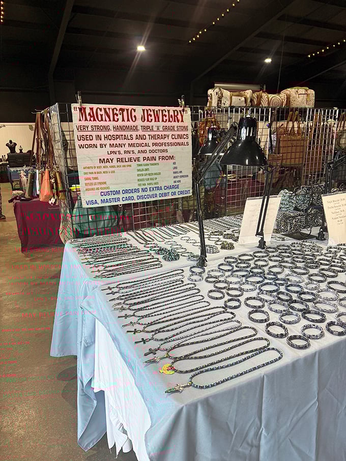 Healing or dealing? This magnetic jewelry vendor promises therapeutic benefits while delivering a dazzling array of sparkly accessories.