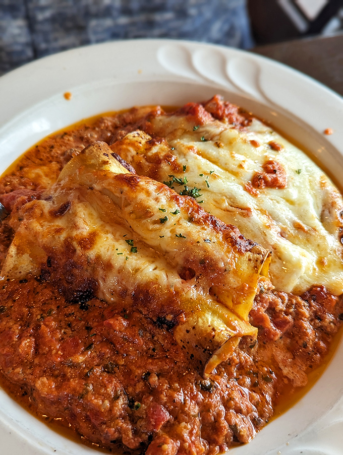 This lasagna isn't messing around. Layers of pasta, cheese, and sauce in perfect harmony&mdash;like The Beatles, if The Beatles were delicious Italian comfort food.