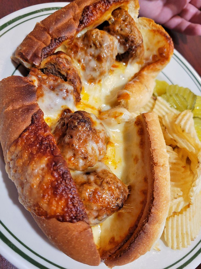 Not just a meatball sandwich&mdash;a meatball revelation. Cheese stretches like it's auditioning for Cirque du Soleil, while the sauce brings the necessary gravitas.