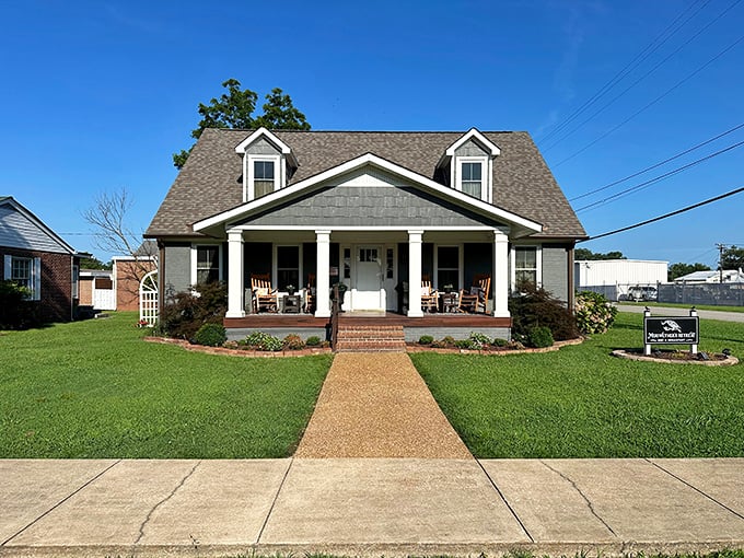 Meriwether's Retreat Bed & Breakfast embodies Southern charm with rocking chairs that practically whisper "sit a spell" to every passerby.