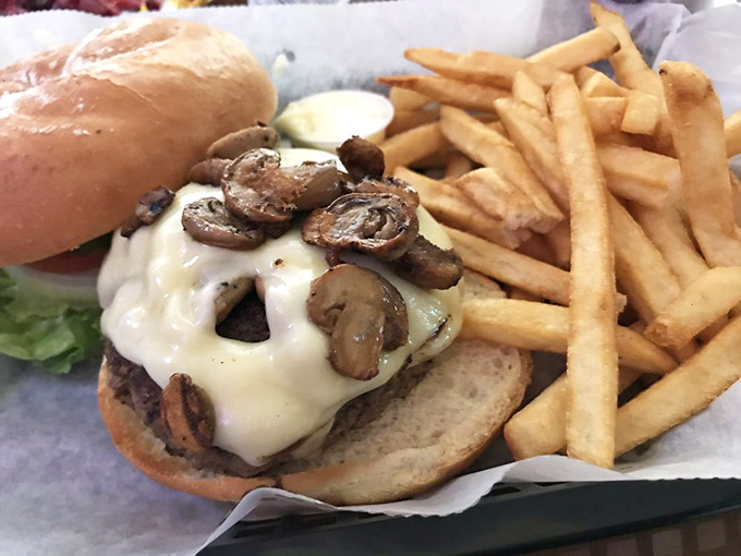 The Swiss mushroom burger doesn't need fancy aioli or artisanal buns&mdash;it lets the melty cheese and earthy mushrooms do all the talking.