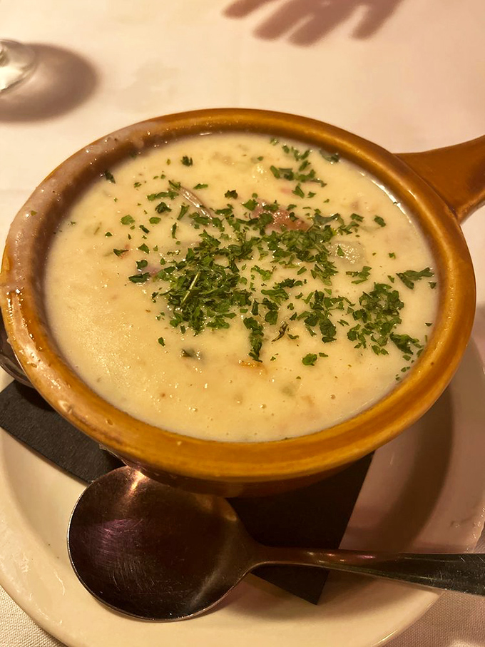 This isn't just clam chowder&mdash;it's a creamy bowl of New England nostalgia that somehow found its perfect home in a Charlotte steakhouse.
