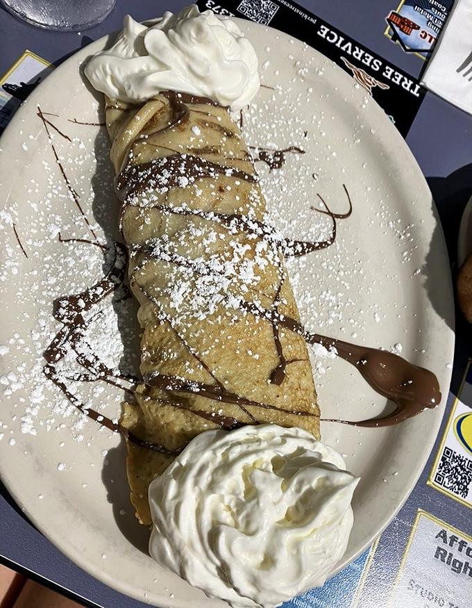 This Nutella crepe is what breakfast dreams are made of&mdash;thin pancake perfection wrapped around chocolate hazelnut heaven and dressed for success.
