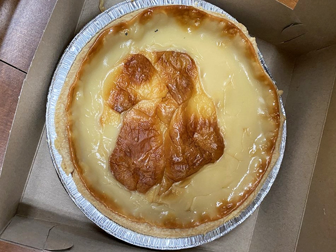 Cream pie that would make Andy Griffith stop mid-whistle. That golden top isn't just a color &ndash; it's a promise of deliciousness.